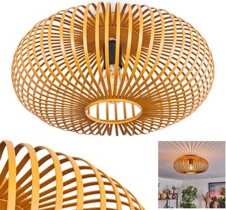 HOFSTEIN Deckenleuchte Oravi, runde Deckenlampe aus Metall in Ockerfarben, Retro-Leuchte mit Lichteffekt durch Gitter-Optik, Ø 40,5 cm, 1-flammig, E27-Fassung.