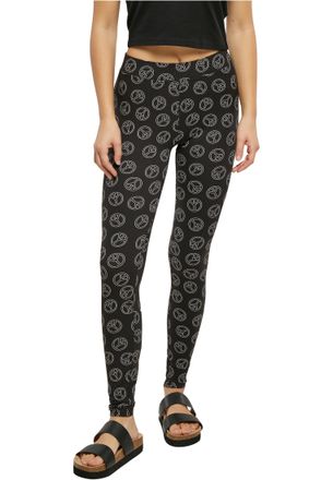 Urban Classics Damen Leggings Ladies Soft AOP Leggings blackpeace XXL