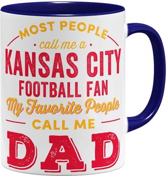 OM3 Kansas City-Fan Tasse - Keramik Becher - American Football Mug - 11oz 325ml - Beidseitig Bedruckt - Dunkelblau