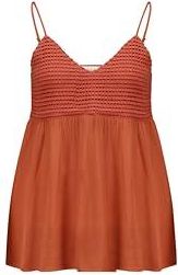 Deeluxe T-shirt Femme Luz, Regular Evasé en 100% Viscose, Débardeur à Smocks avec Application Crochet, Idéal pour Printemps-Été, Look Bohème Élégant et Confor