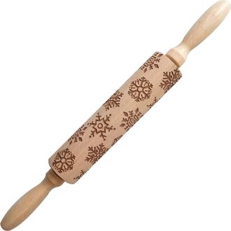 Healifty Weihnachts-Nudelholz, geprägt, Schneeflocke, Holz, für Weihnachten, Festival, Kekse, Dekoration, Küchenzubehör