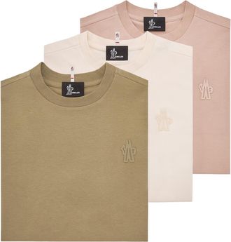 Moncler Moncler T-shirt En Coton M&eacute;lang&eacute; Avec Patch Logo (lot De Trois), Femme, Vert, Taille: Xs