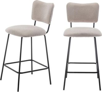DRAWER Drawer - Lot de 2 chaises de bar en tissu et métal H65cm - Beige - Vander