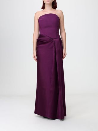 Solace London Schulterfreies langes Satin-Abendkleid mit drapierter Taille
