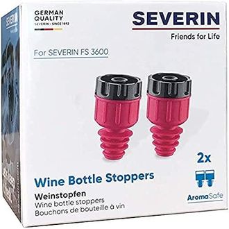 Severin Wein-Stopfen, Weinstopfen verschließt angefangene Weinflaschen, verhindert Oxydation und erhält das Aroma, BPA-Frei, Rot/Schwarz, Kunststoff, ZB 3624