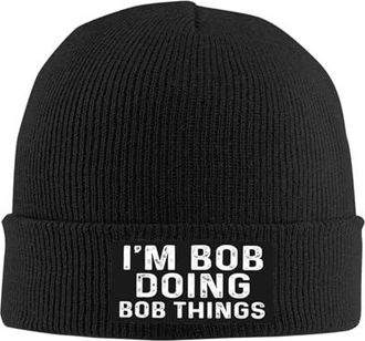 Generic Tricoté Bonnet Je suis Bob, Je Fais des Trucs De Bob. Respirant Tricoter Chapeau Doux Beanie Hiver pour Sports Cyclisme Femme