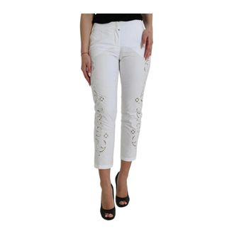Dolce & Gabbana Pantalon Court D&eacute;coup&eacute; au Laser - Femme - Pantalons - Blanc - Taille: 36 FR