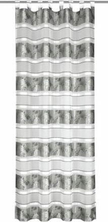 Gardinia Sehlbach Fertiggardine mit Schlaufen, Blockstreifen mit Blätter, Grau, 135 x 245 cm Gardinen, Blickdichter Stoff, Einfache Befestigung, Öko-Tex Zertif