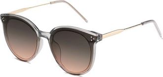 Sojos Ronde Lunettes de Soleil pour Femme Fashion Trop Grand DOLPHIN,Gris clair/brun dégradé