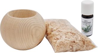 Erst-Holz Duft Kugel mit Zirbenflocken und Duftöl Holz Deko V-40.10-002, Größe:8 cm