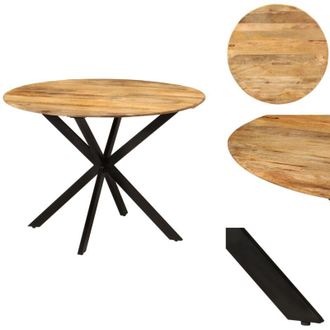 vidaXL Esstisch &Oslash;110x78 cm Massivholz Mango und Stahl - Esstisch - Holztisch - Mangoholztisch - Runder Esstisch - Wohnzimmertisch