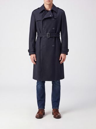 Tagliatore Trench-coat crois&eacute; en pure laine vierge avec ceinture r&eacute;glable