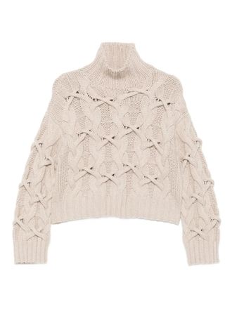 Brunello Cucinelli Kaschmirpullover mit Zopfmuster - Nude