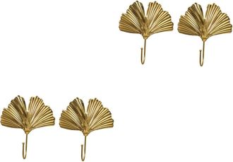 Cabilock 4 Stück Blatthaken Blattförmige Haken Wandhaken Goldfarbenes Robuste Kleiderhaken Pflanzendeckenhaken Blattförmiger Haken Kleiderhaken Kleidung Rucksa