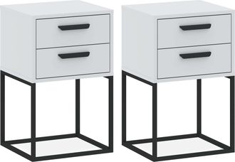 Konsimo Nachttisch Rectus Nachtschrank, Modern, hergestellt in der EU, Beistelltisch (2-St), mit 2 Schubladen, schwarzer Metallrahmen, Kunststoffgriff