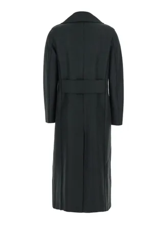 Harris Wharf London Womens Green Double-Breasted Wool Coat Virgin