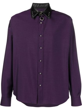 Roberto Cavalli chemise &agrave; col en cuir - Violet