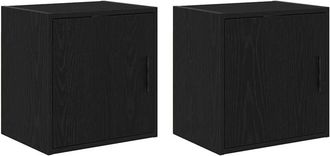 vidaXL Armoires murales de garage 2 pcs noir bois ding&eacute;nierie - Vidaxl