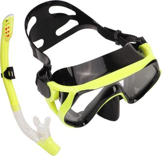 Generic Schwimmtrainings-Schnorchelset, HD-Glas-Schnorchelbrillen-R&ouml;hrenset mit Ergonomischem Design Zum Surfen (Yellow)