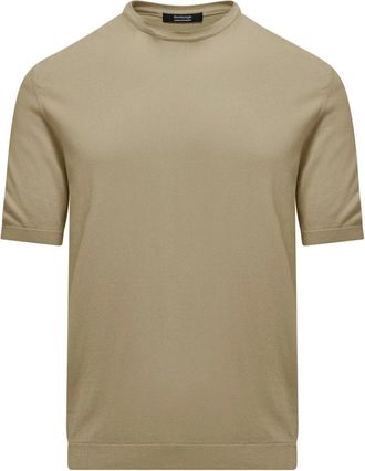 Bomboogie Homme, Tops, Beige, Taille: XL Pull &agrave; Manches Courtes et Col Rond en Coton
