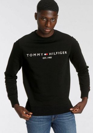 Tommy Hilfiger Sweatshirt TOMMY LOGO unifarben, casual, regular fit, Baumwollmix, Rundhals