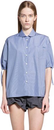 Prada Fil &agrave; Fil Short Sleeve Cotton Shirt