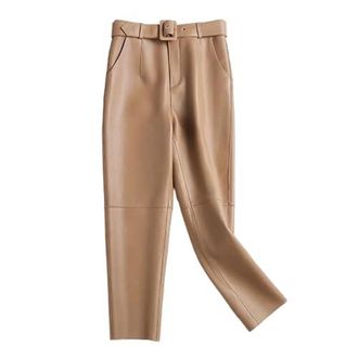Generic Pantalons en cuir de mouton mince dhiver pour femme, marron, XL