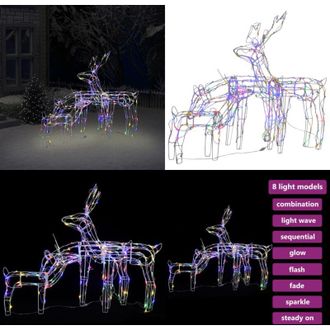 vidaXL Cordon lumineux de Noël 3 pcs Rennes 229 LED - Guirlande Lumineuse Noel - Decoration Noel Exterieur - Luminaire Noel - Decorattion Sapin