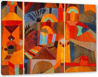 Pixxprint Paul Klee - Tempelgärten, Größe: 100x70cm, Leinwandbild, fertig gespannt, Wandbild, Dekoration, Kunstdruck, kein Poster