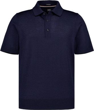 HUGO BOSS Herren Polo-Shirt blau Merinowolle