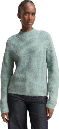 Tom Tailor Damen 1049071 Relaxed Fit Strickpullover mit Stehkragen, 14395-Silver Cloud Blue Melange, S