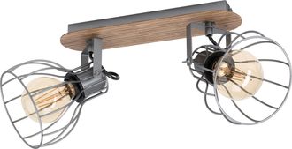 Eglo Deckenlampe Sambatello, 2 flammige Vintage Deckenleuchte im Retro Look, Deckenspot aus Stahl, Farbe: Braun, Fassung: E27