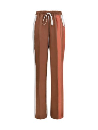 Kiton Womens Pants Striped Silk Dusty Rose Trousers