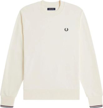 Fred Perry Homme, Sweatshirts et sweats &agrave; capuche, Blanc, Taille: M Felpa Girocollo