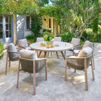 Hesperide Table de jardin Nelora 8 places ronde beige - Hesp&eacute;ride