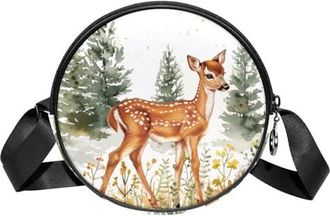 Generic Petit sac &agrave; bandouli&egrave;re circulaire pour femme, petit sac &agrave; bandouli&egrave;re avec fermeture &eacute;clair et bretelles r&eacute;glables style d&eacute;contract&eacute; pour femmes et f