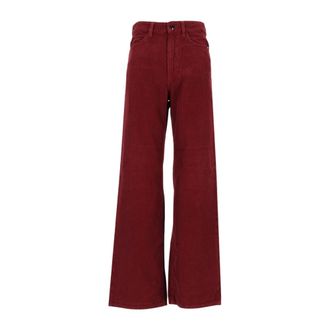 Amish Pantalon large Linda c&ocirc;tel&eacute; - Femme - Pantalons - Rouge - Taille: W27