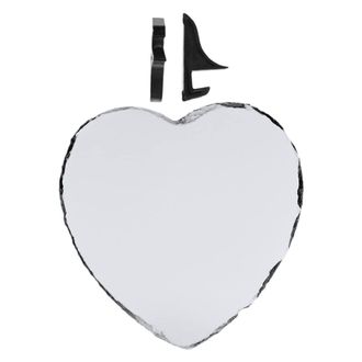 DOITOOL Herzförmiger Bilderrahmen aus Schiefer 20X20cm Personalisierter Fotohalter mit Polierter Oberfläche Kreativer Fotorahmen für Tischdekoration und Gesch