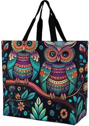 Generic Images Color&eacute;es De Hiboux Sac A Main Femmes Imperm&eacute;able Tote Bag R&eacute;utilisable Sac A Main Femme Pour Plage Travail Shopping