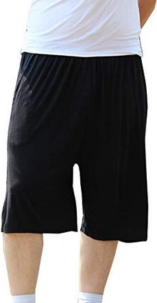 LaoZanA Homme Pantalon De Pyjama Modal Léger Confortable Shorts Bermudes De Plage Grande Taille Noir 7XL