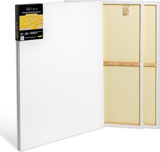 Elan Keilrahmen Leinwand 60x90 380g 4er Set, 380 G/M&sup2; 100% Baumwolle Leinwand zum Bemalen Gro&szlig;, Leinw&auml;nde f&uuml;r &Ouml;lfarben Gro&szlig;, Leinw&auml;nde zum Bemalen