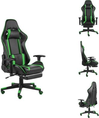 vidaXL Gaming-Stuhl mit Fußstütze Drehbar Grün PVC - Gaming Stuhl - PC Stuhl - Gamer Chair - Schreibtischstuhl - Ergonomischer Stuhl