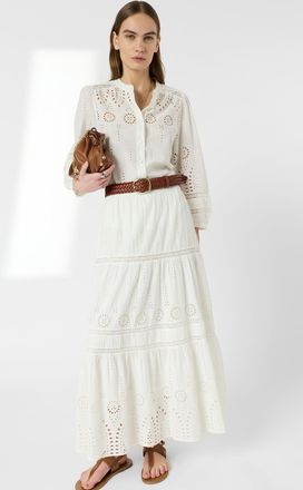 Gerard Darel Jupe &agrave; broderies en coton - JALY - Ecru