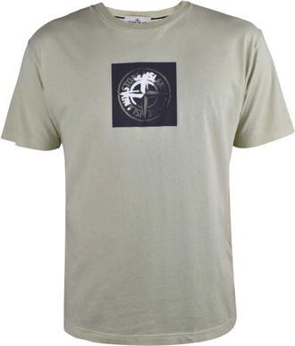 Stone Island Homme, Tops, Vert, Taille: 2XL T-shirt Institutional One Badge Print
