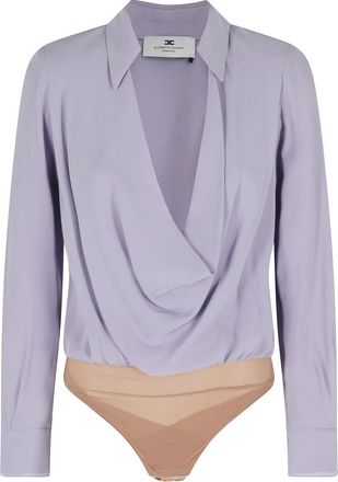Elisabetta Franchi Femme, Tops, Violet, Taille: 38 FR Camicia a Body