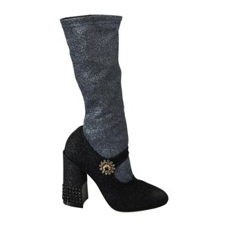 Dolce & Gabbana Schwarze Kristall Mary Janes Booties - - Shoes - Damen - Schwarzk - 39 EU
