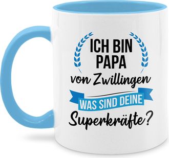 Shirtracer Tasse Tassen 325ml - Geschenk zum Vatertag - Ich bin Papa von Zwillingen - was sind deine Superkr&auml;fte - 325 ml - Hellblau - m&auml;nnertag kaffeepott papat