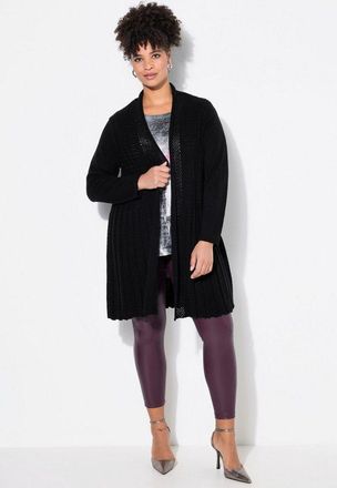 Miamoda Strickjacke Strickjacke l&auml;ngere A-Linie Strukturmix Wellensaum