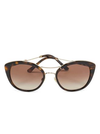 Burberry lunettes de soleil &agrave; monture papillon et double pont - Marron