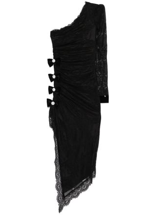 Nissa robe mi-longue à ornements en cristal - Noir